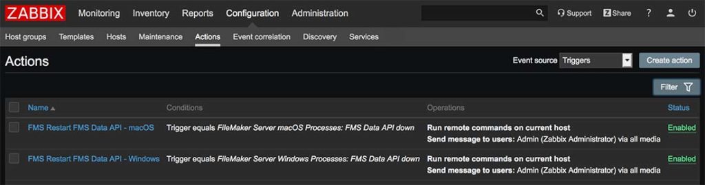 Zabbix FileMaker Server Monitoring & Auto-Healing