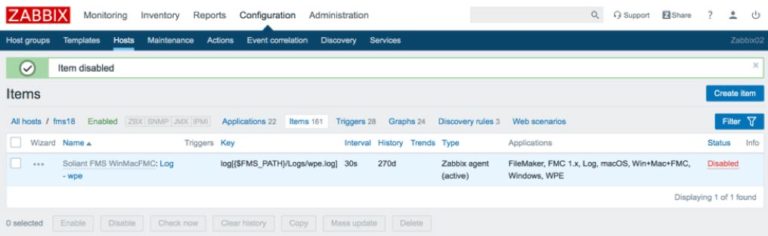 FileMaker Server Monitoring with a FileMaker Zabbix Configuration